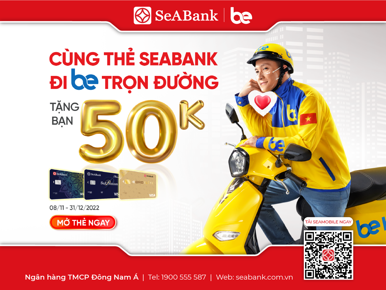 Chương trình ưu đãi "Cùng thẻ SeABank - Đi Be trọn đường"