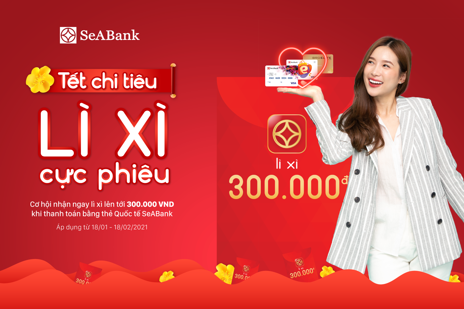 “Tết chi tiêu - Nhận lì xì cực phiêu” cùng thẻ SeABank